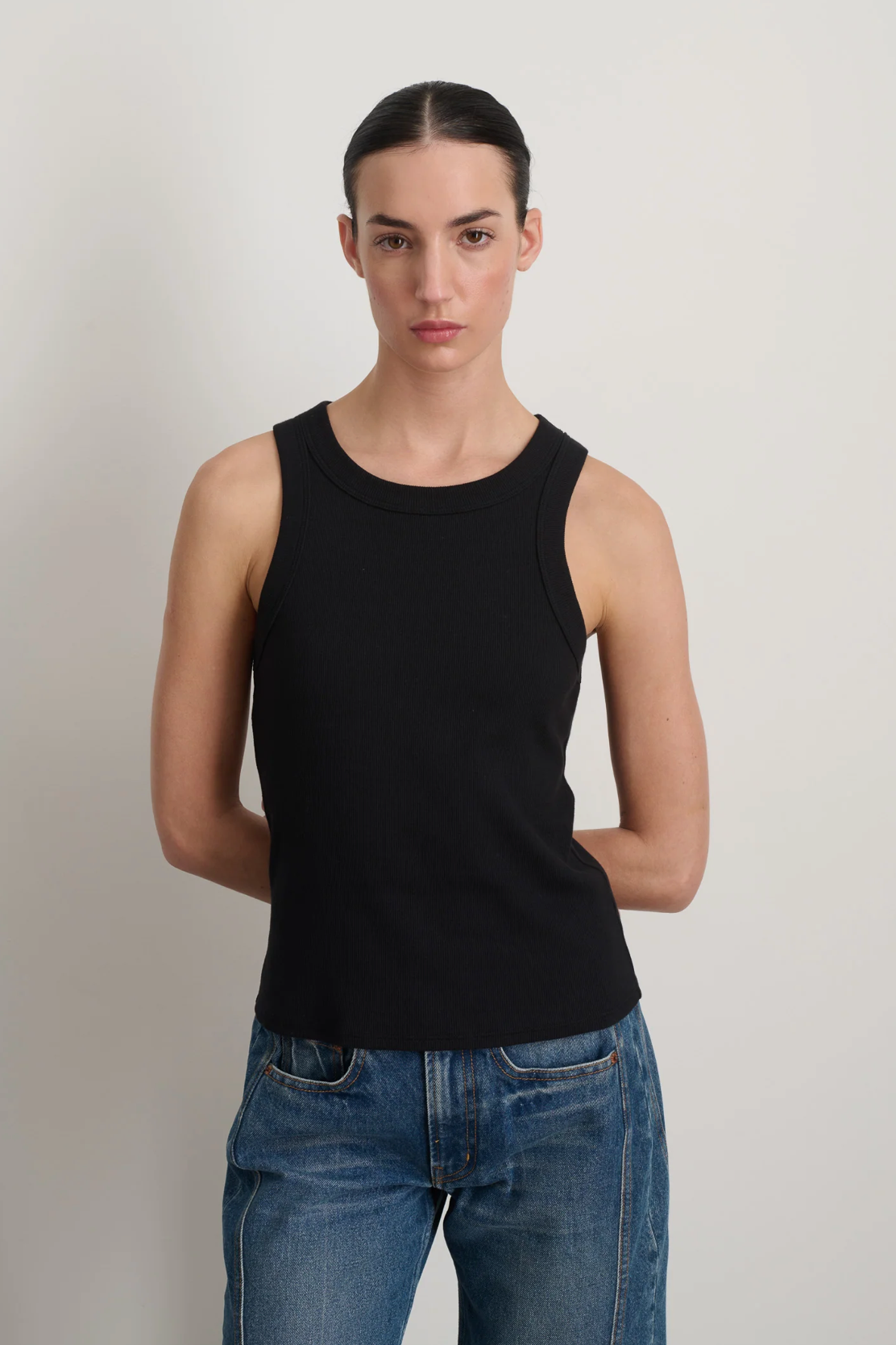 B Sides Jeans Rib Tank top Black
